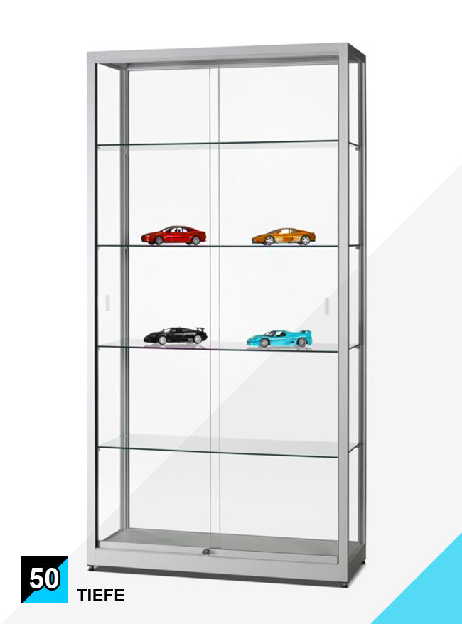 Standvitrine 100x50 Glas Vitrine abschließbar